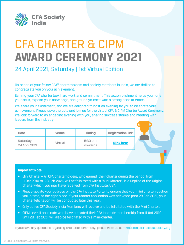 CFA Charter and CIPM Award Ceremony 2021 - CFA Society India